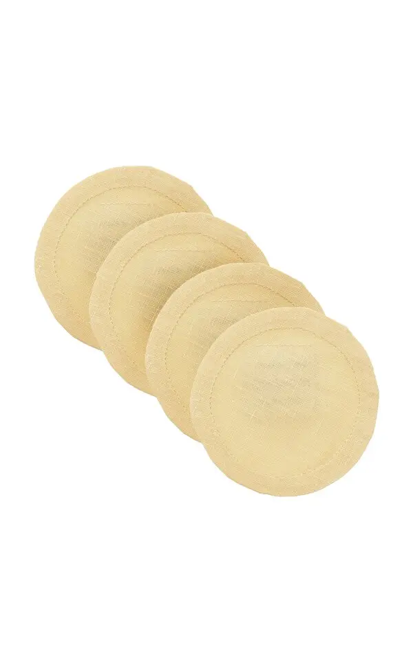 MODA DOMUS Set-of-four Linen Coasters - Yellow