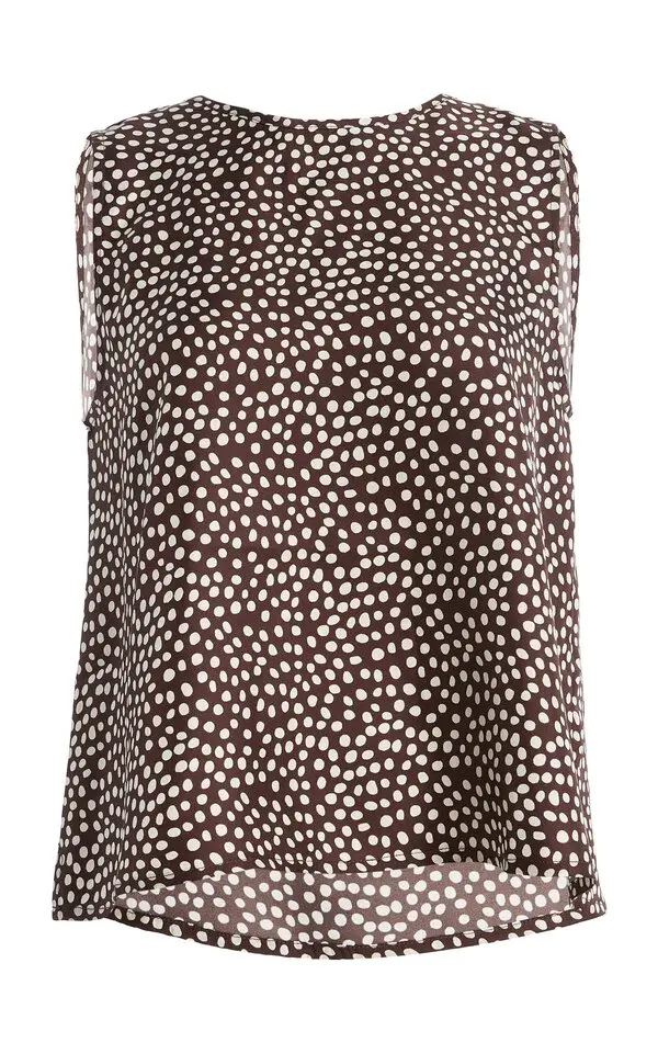 Asceno Sofia Silk Printed Sleeveless Top - Brown