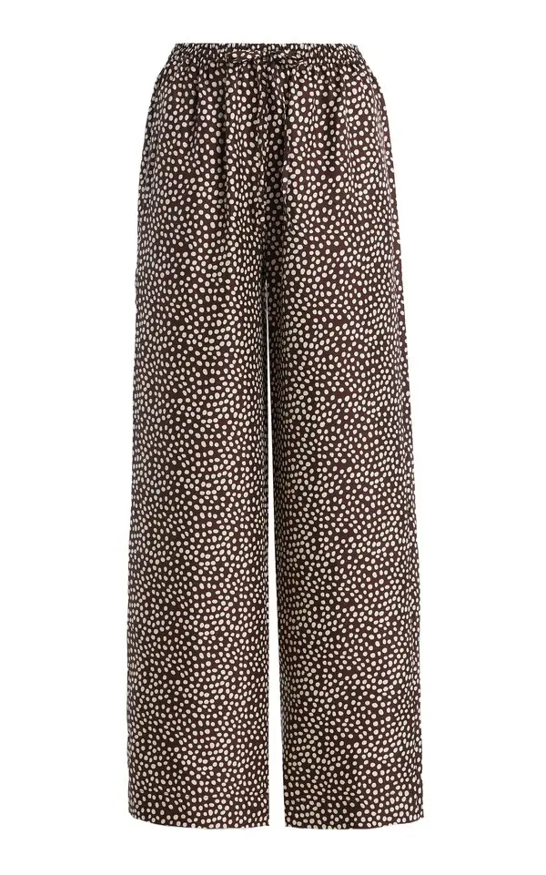 Asceno Aurelia Silk Wide-leg Printed Trousers - Brown