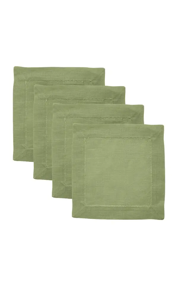 MODA DOMUS Set-of-four Linen Cocktail Napkins - Green