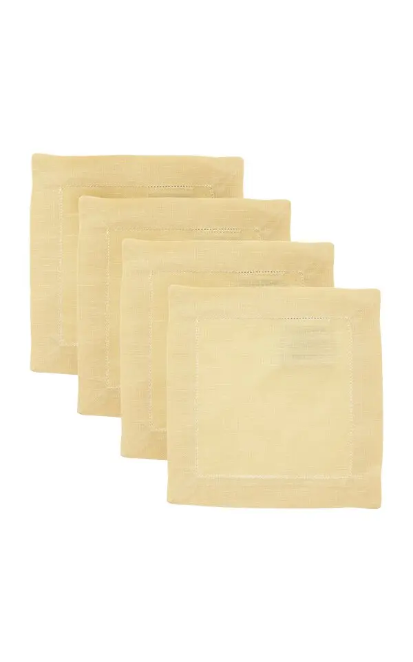 MODA DOMUS Set-of-four Linen Cocktail Napkins - Yellow