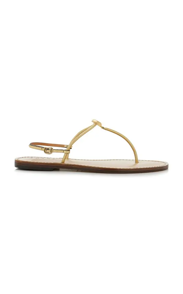 AMANU The Naivasha Leather Flat Sandals - Gold