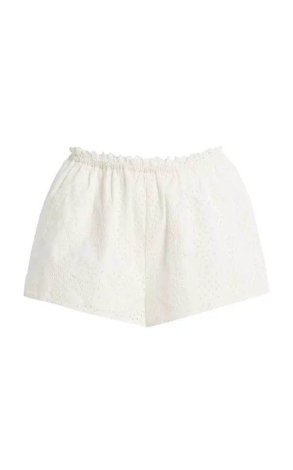 Posse Harriet Broderie Anglaise Cotton Shorts - White
