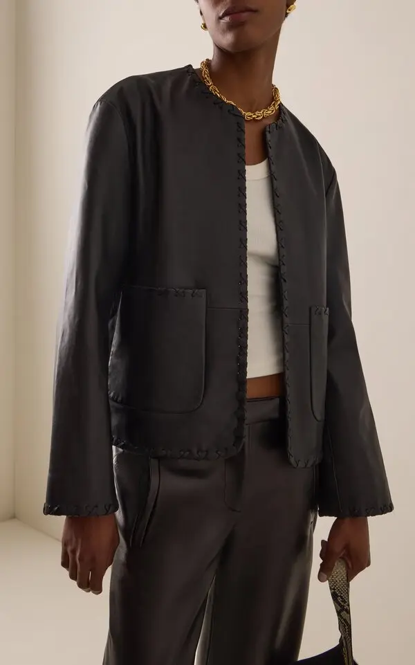 RÓHE Blanket-stitched Leather Jacket