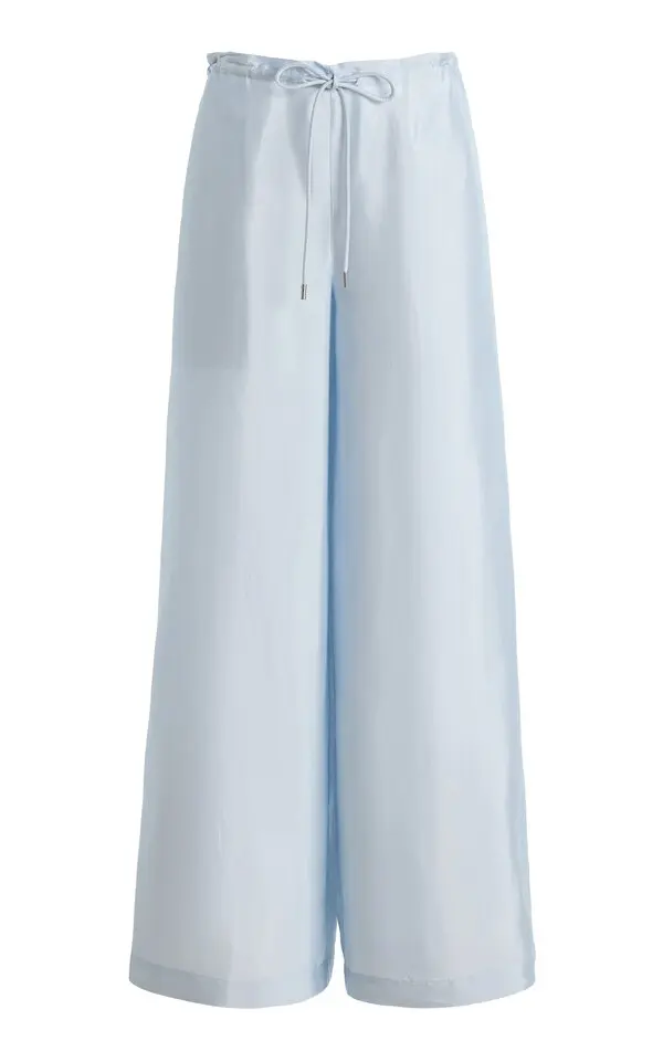 KALLMEYER Wesley Drawstring Crepe Wide-leg Pants - Blue