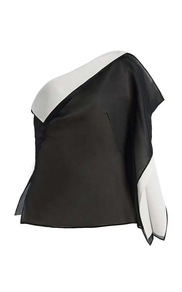 RÓHE Sculptural Double-layered Silk Organza Top - Black