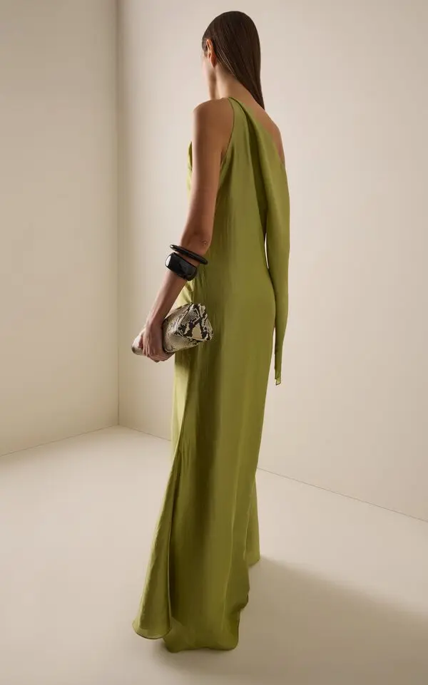 SIRAPOP Velma One-shoulder Draped Organza Maxi Dress
