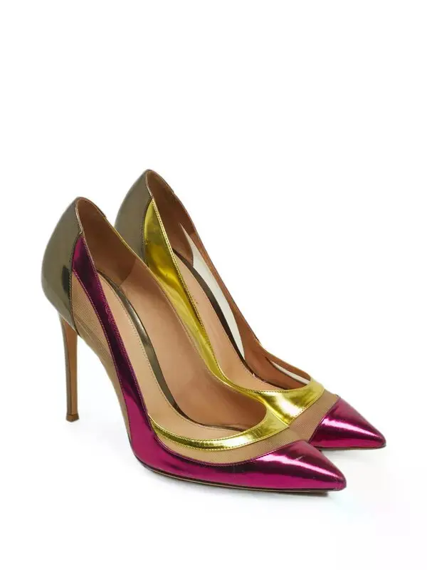 GIANVITO ROSSI Paneled Pointed-toe Heeled Pumps