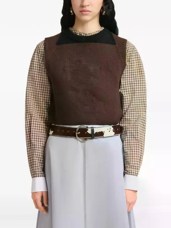 Marni Logo Embroidered Knitted Top - Brown