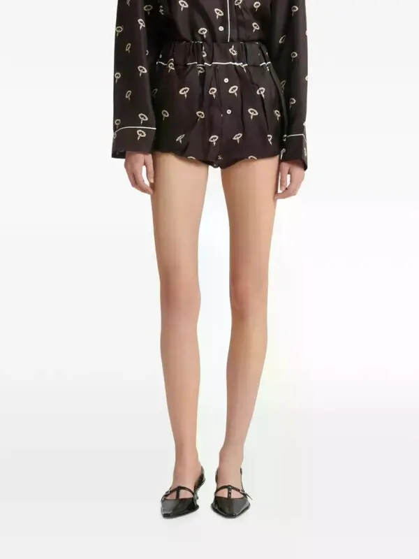 Marni Silk Twill Bloomers With Floral Print - Brown
