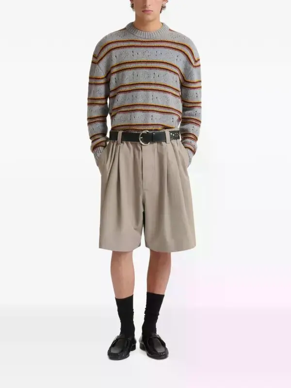 Marni Grey Canvas Pleated Shorts
