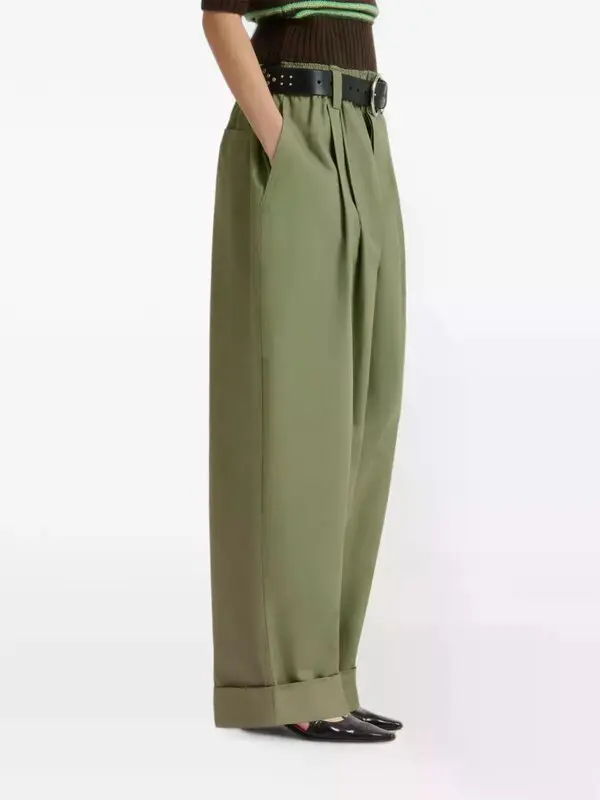 Marni Canvas Pleated Trousers - Green