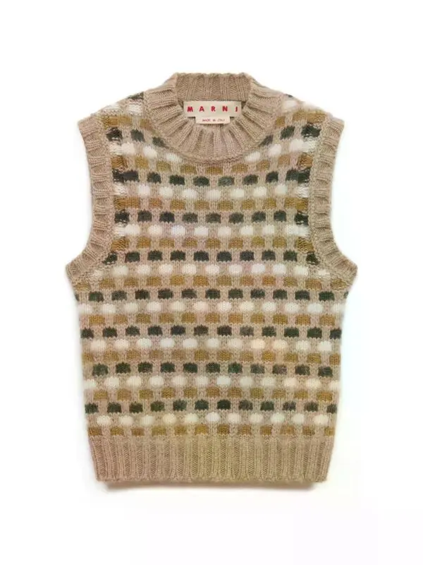 Marni Shetland Wool Jacquard Vest - Neutrals