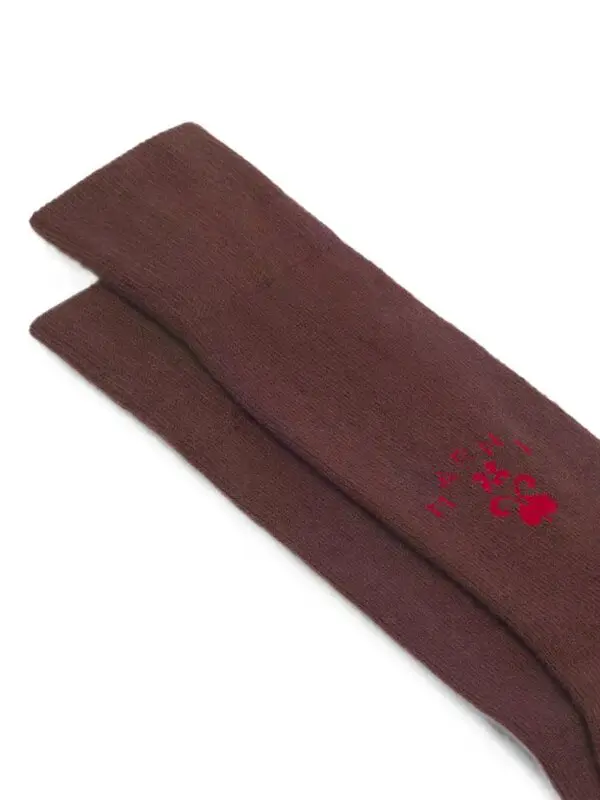 Marni Deep Wool-cashmere Socks With Heraldic Logo