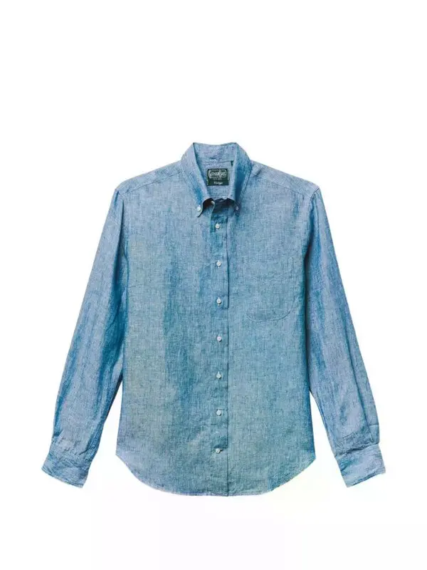 Gitman Bros Chambray-texture Linen Shirt