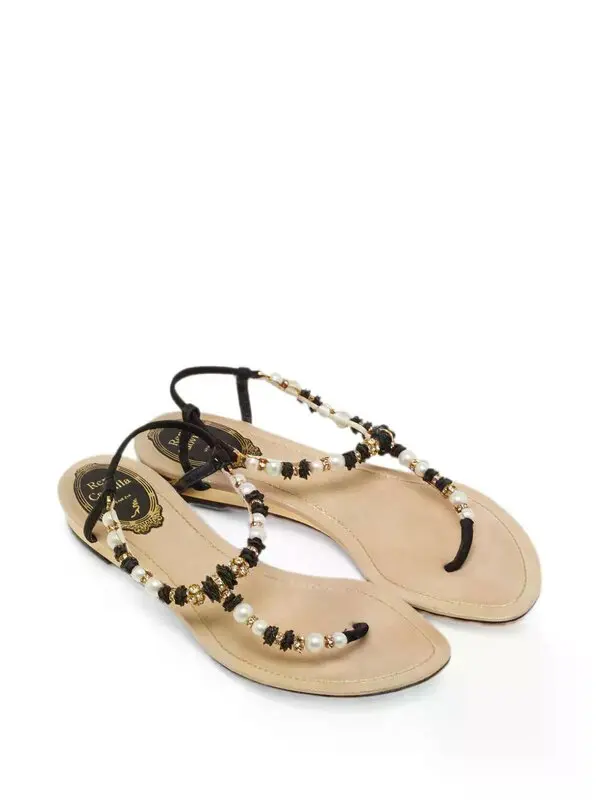 Rene Caovilla Embellished Thong Flat Sandals - Neutrals