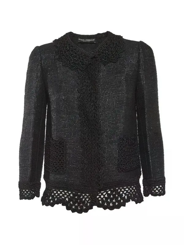 Dolce & Gabbana Lace-trim Tweed Jacket - Black