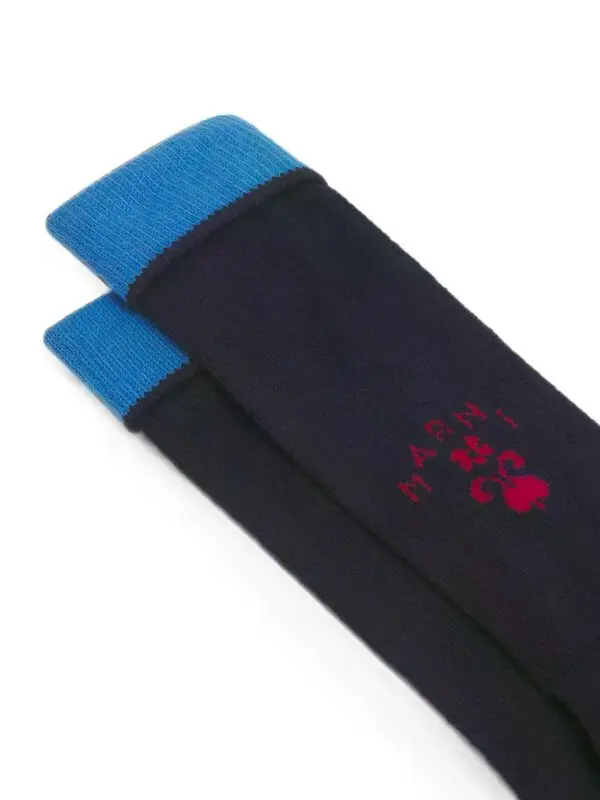 Marni Wool-cashmere Blend Socks With Crest Logo - Blue
