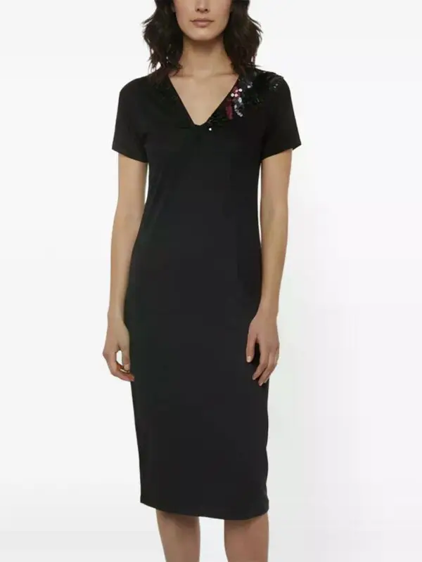 Escada Sequin Embellished Asymmetric Midi Dress
