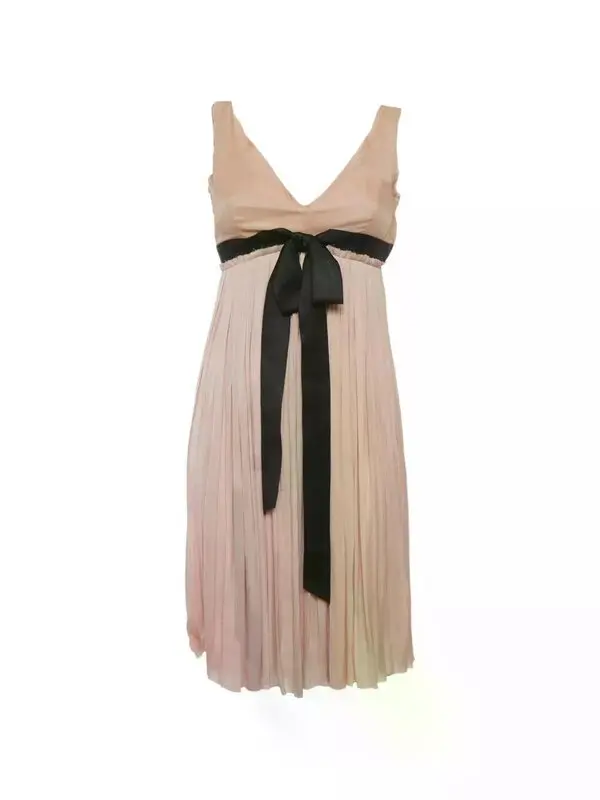 LANVIN Pleated V-neck Mini Dress