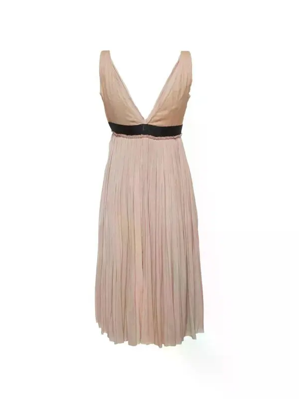 LANVIN Pleated V-neck Mini Dress
