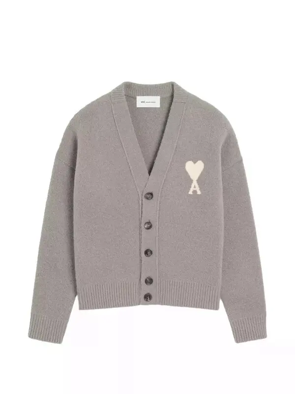 AMI Paris Alpaca V-neck Cardigan - Grey