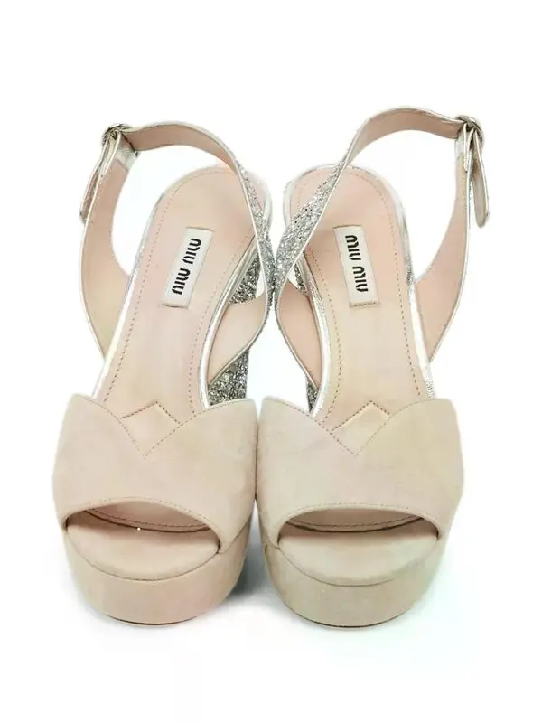 Miu Miu Glitter-effect Platform Sandals