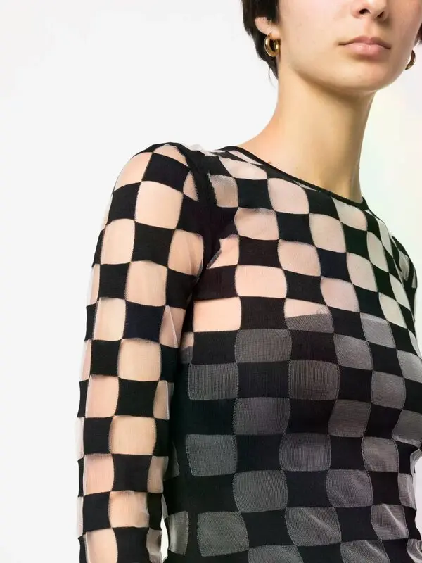 Sportmax Checkerboard-print Long-sleeve Top