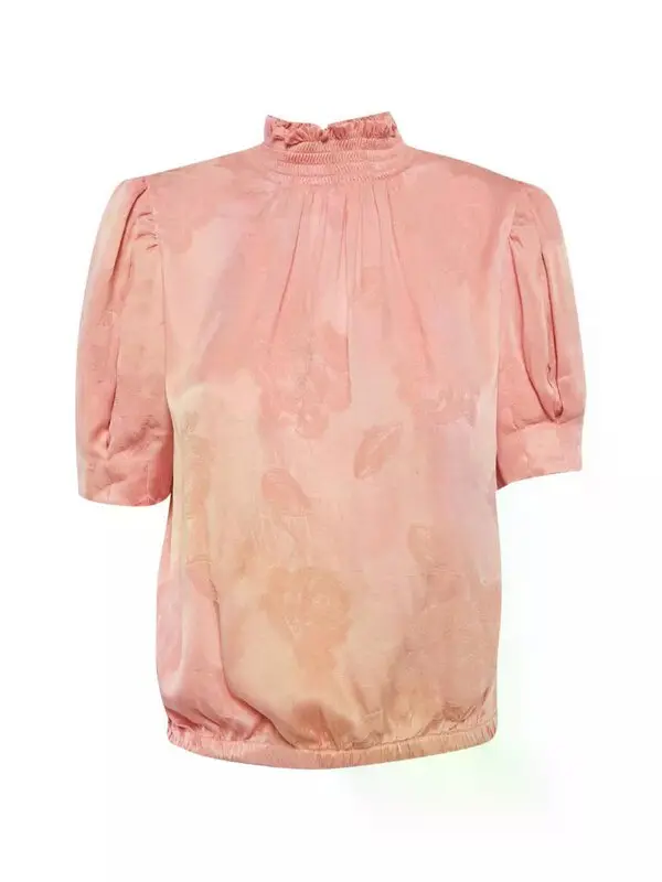 Alice + Olivia Floral Jacquard Puff-sleeve Blouse