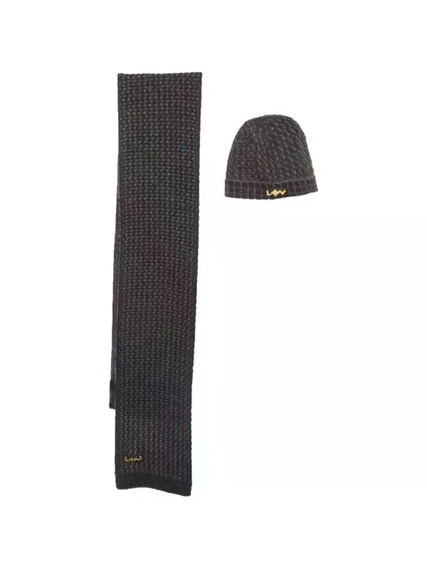 LOUIS VUITTON Logo-plaque Beanie Hat And Scarf Set - Blue