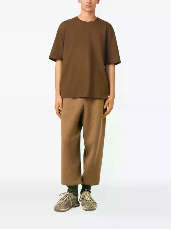 AMI Paris Cotton T-shirt With Embossed De Coeur - Brown