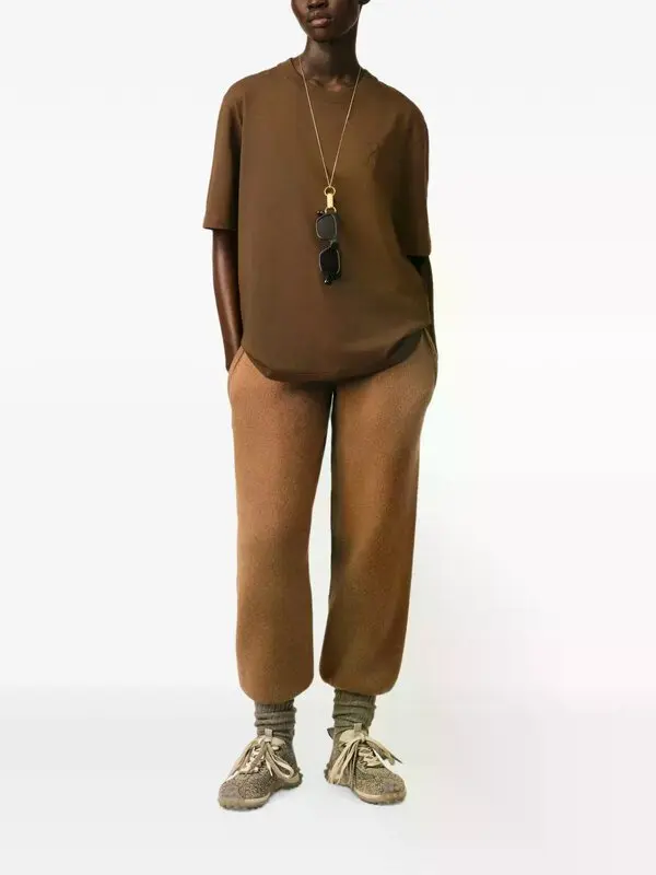 AMI Paris Cotton T-shirt With Embossed De Coeur - Brown