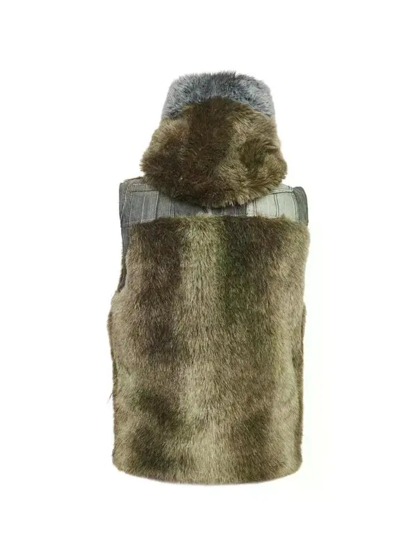 Dolce & Gabbana Sleeveless Denim Jacket With Fur Trim
