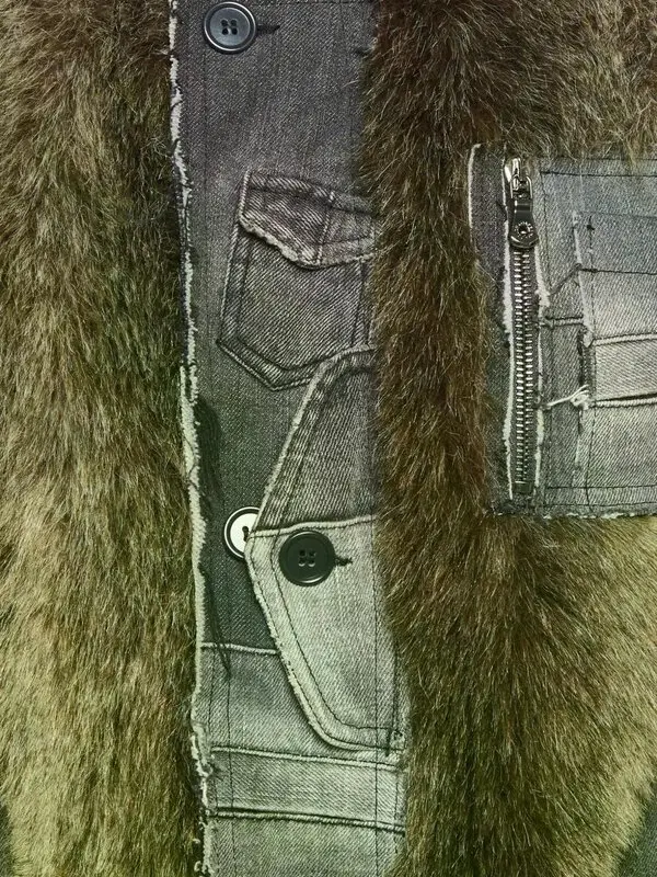 Dolce & Gabbana Sleeveless Denim Jacket With Fur Trim