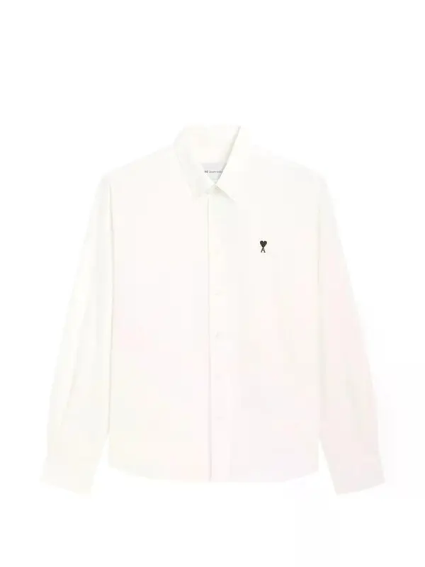 AMI Paris Cotton Shirt With De Coeur Embroidery