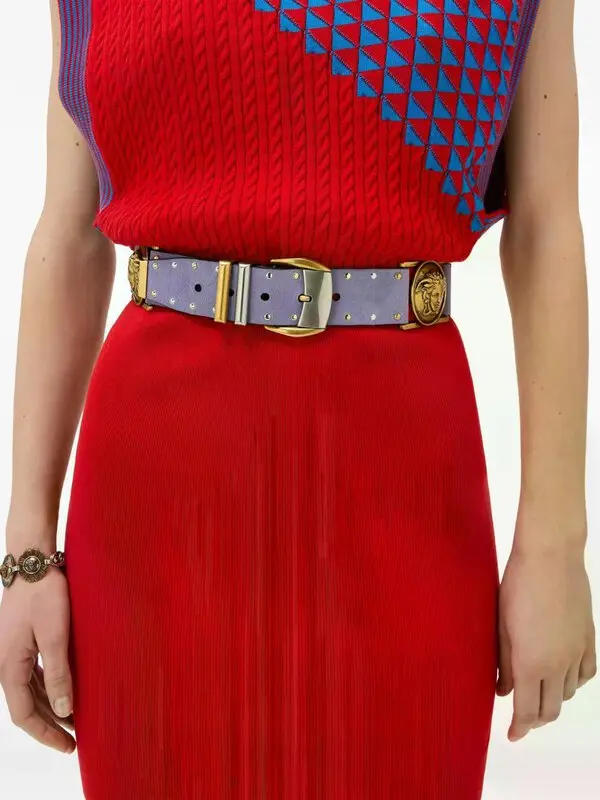 Versace Studded Crosta Belt - Purple