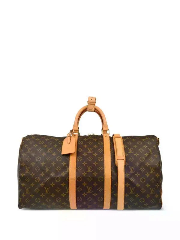 LOUIS VUITTON Monogram Keepall Bandouliere Luggage Bag - Brown