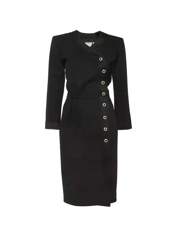 Saint Laurent V-neck Long Sleeve Midi Dress
