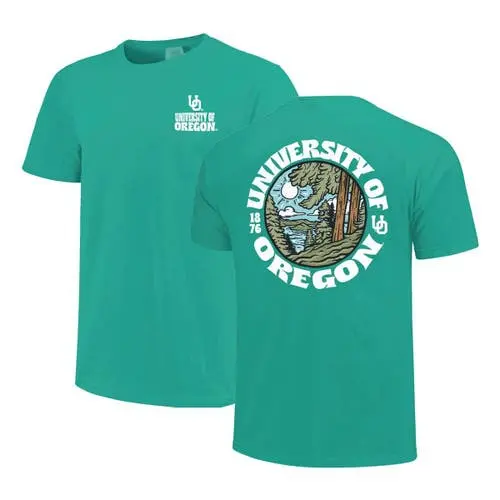 IMAGE ONE Oregon Ducks Comfort Colors Thick Lined Landscape T-shirt - Green
