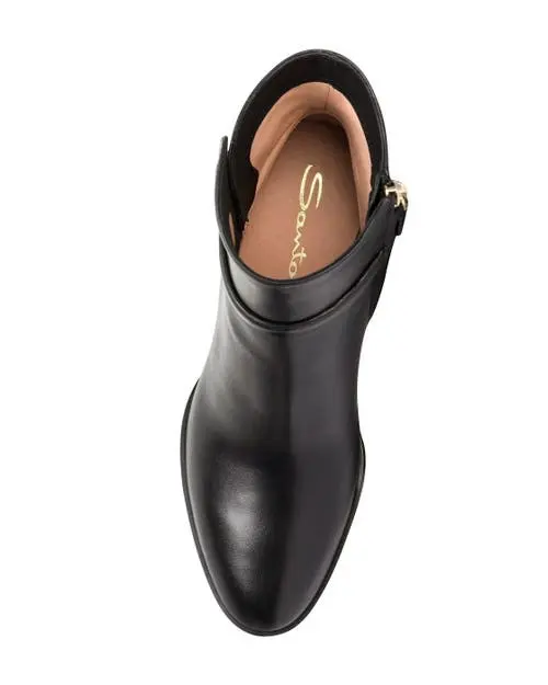 Santoni Leather Mid-heel Ankle Boot