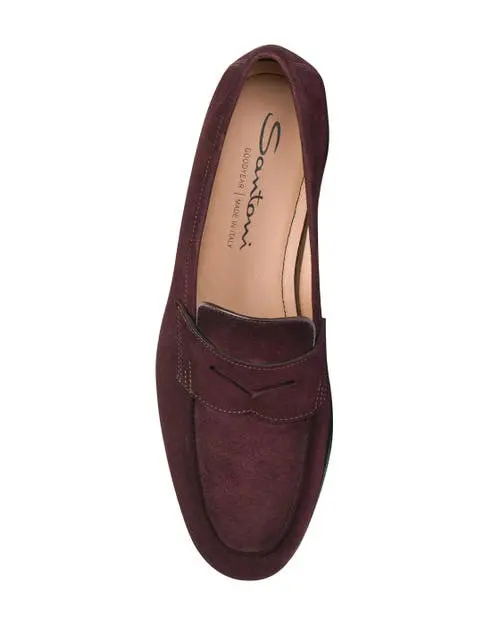 Santoni Suede Carla Loafers - Red