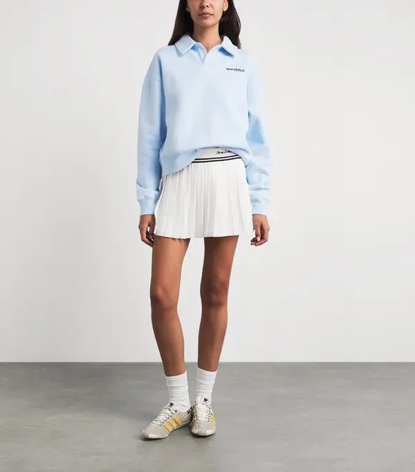 SPORTY & RICH Cotton Serif Polo Sweatshirt