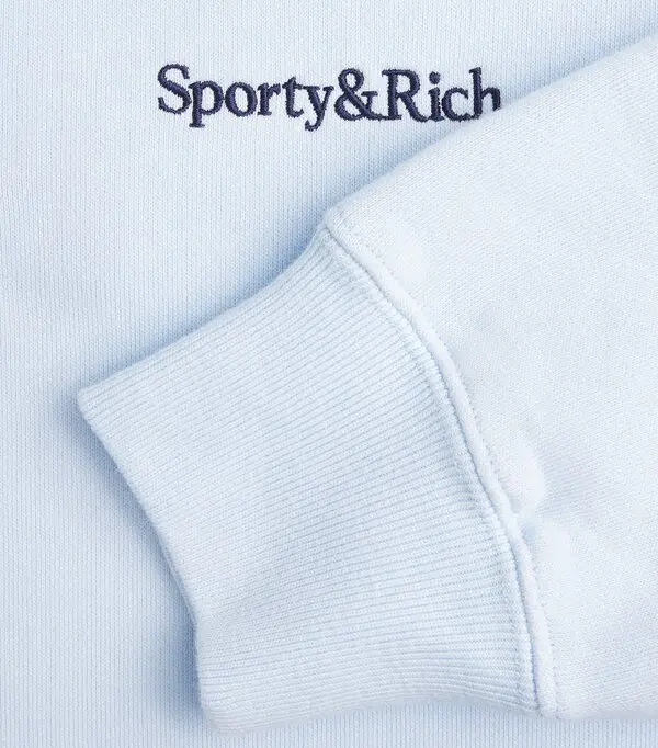 SPORTY & RICH Cotton Serif Polo Sweatshirt