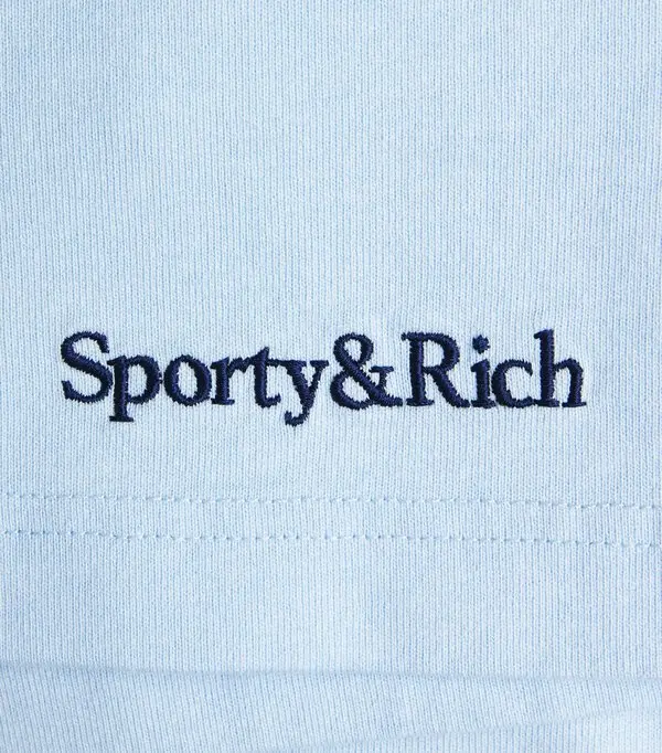 SPORTY & RICH Cotton Serif Sweat Shorts