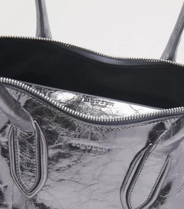 Alexander McQueen Metallic Leather Manta Top-handle Bag