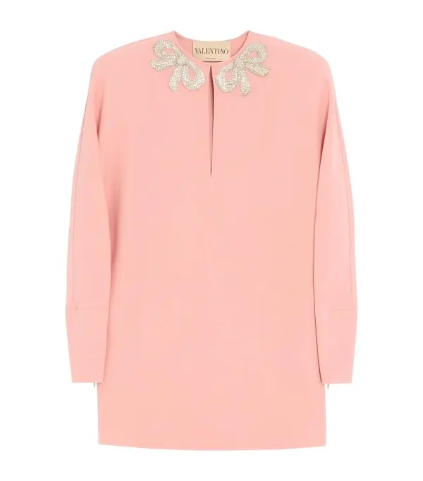 Valentino Garavani Silk Bow-embellished Mini Dress
