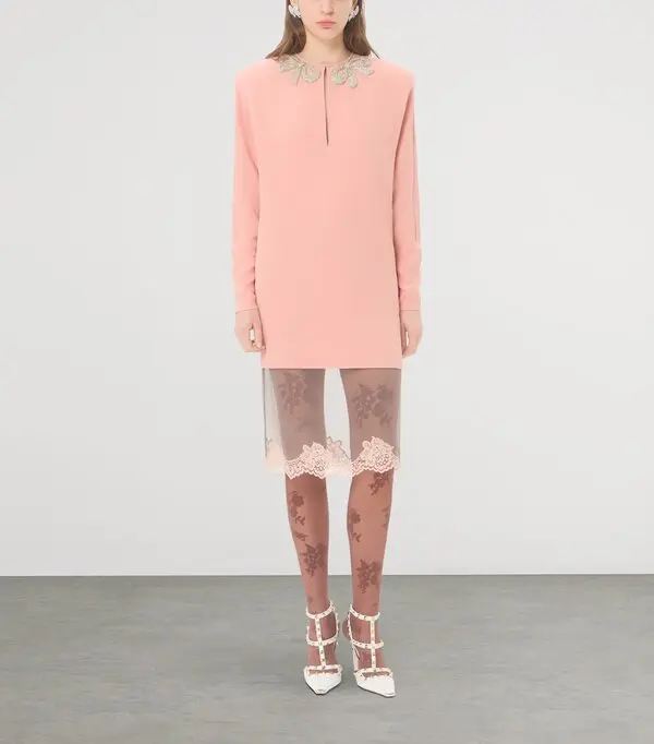 Valentino Garavani Silk Bow-embellished Mini Dress