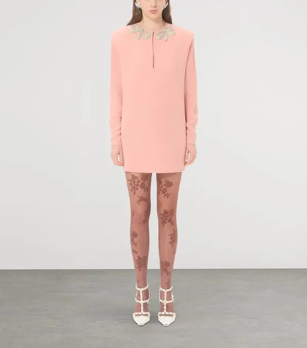 Valentino Garavani Silk Bow-embellished Mini Dress