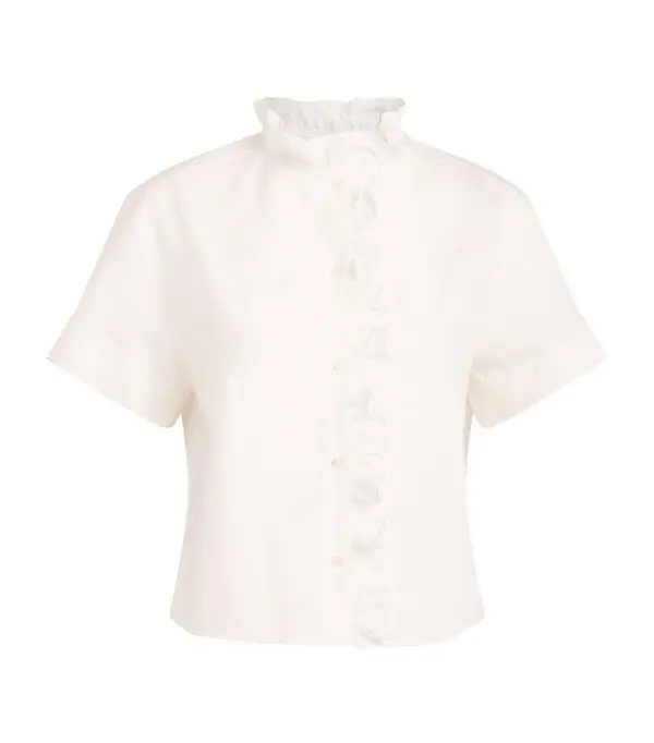 Claudie Pierlot Cotton Poplin Ruffle Blouse