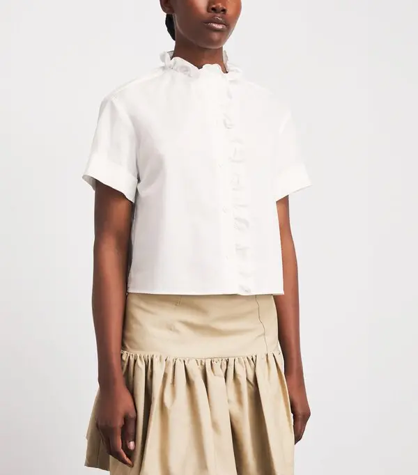 Claudie Pierlot Cotton Poplin Ruffle Blouse